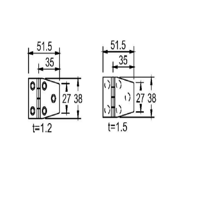 Economy Door Hinge - 51.5mm x 38mm - C.Quip